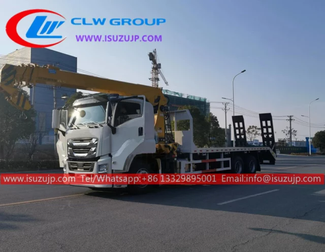 Isuzu GIGA 16T flatbed truck with crane for sale